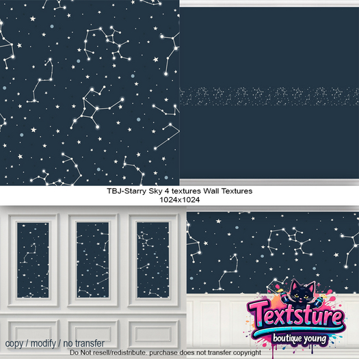Second Life Marketplace - TBJ-Starry Sky 4 textures Wall Textures 1024x1024