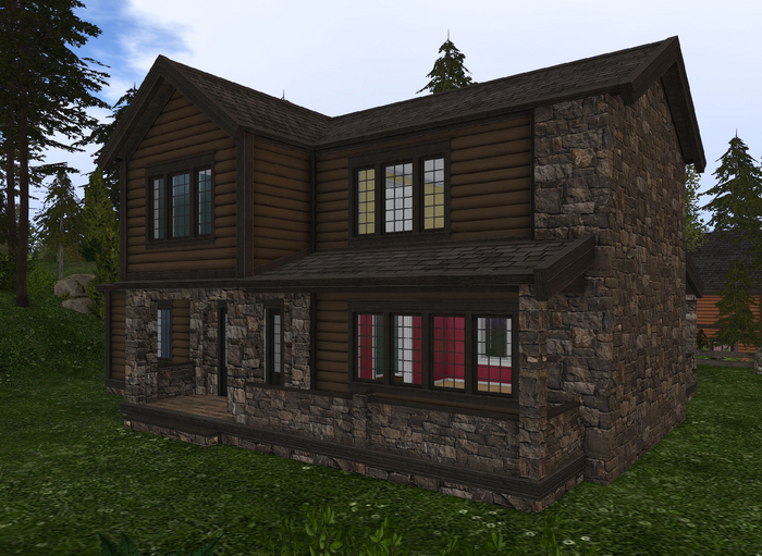 Second Life Marketplace - LH - Log Home - Bearstone stone porch rails MP1AP