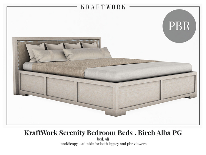 Second Life Marketplace - KraftWork Serenity Bedroom Bed Alba PG (Add Me)