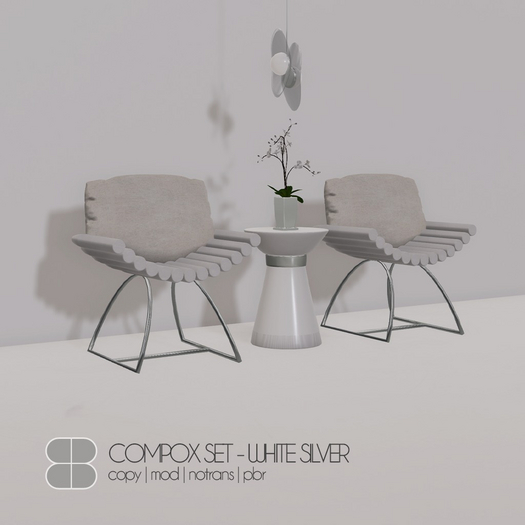 Second Life Marketplace - 8 Compox Set PBR - WHITE SILVER