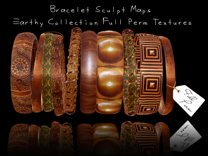 Second Life Marketplace - FULL PERM Earthy Bangle Bracelet Sculpt Maps ...