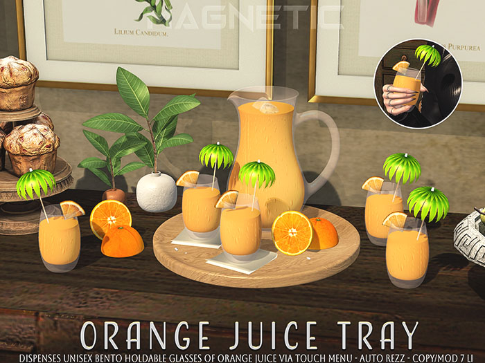 Second Life Marketplace - Magnetic - Orange Juice Tray