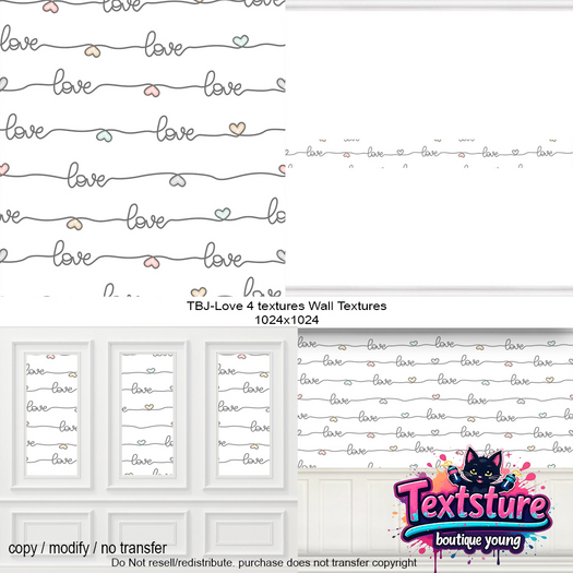 Second Life Marketplace - TBJ-Love 4 textures Wall Textures 1024x1024
