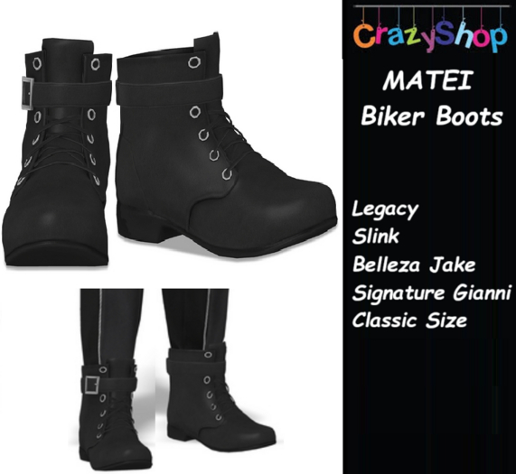 Second Life Marketplace - Crazy Matei Biker Boots