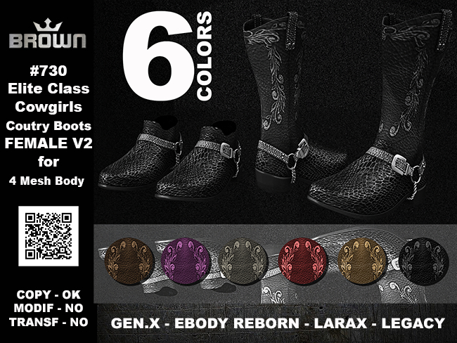 Second Life Marketplace - 730 Elite Class Cowgirls Coutry Boots ...