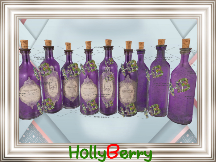 Second Life Marketplace - HB: Trio Purple Poison Bottles prop FuLL PERM