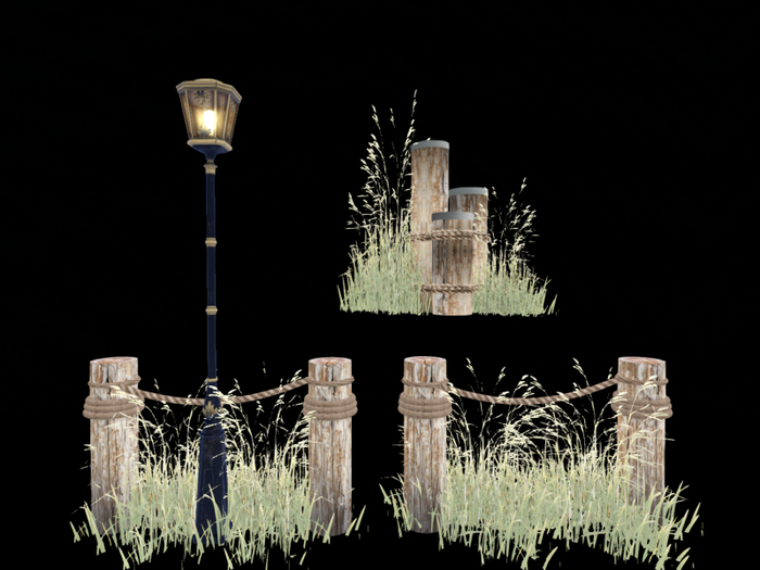 Second Life Marketplace - MC Ocean Deep Victorian Streetlight Fence Set