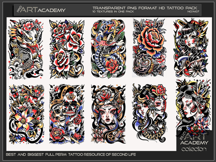 Second Life Marketplace - @PAA - Tattoo Texture Pack 1407