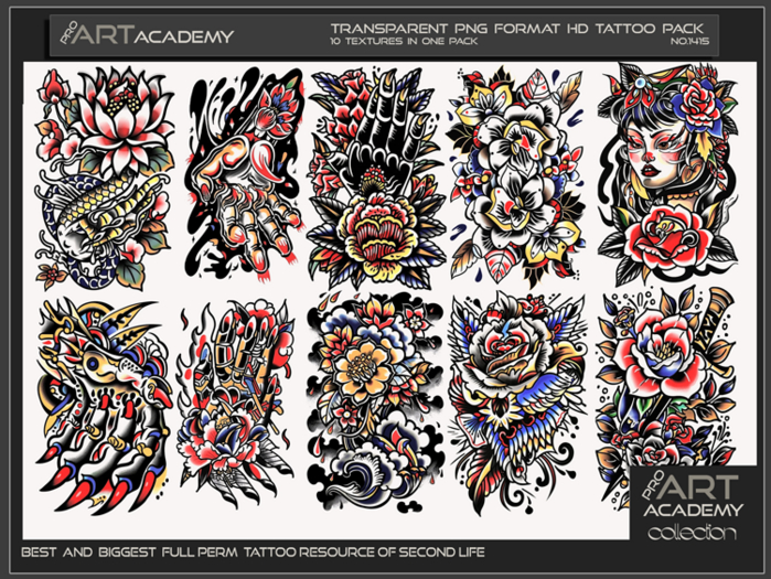 Second Life Marketplace - @PAA - Tattoo Texture Pack 1415