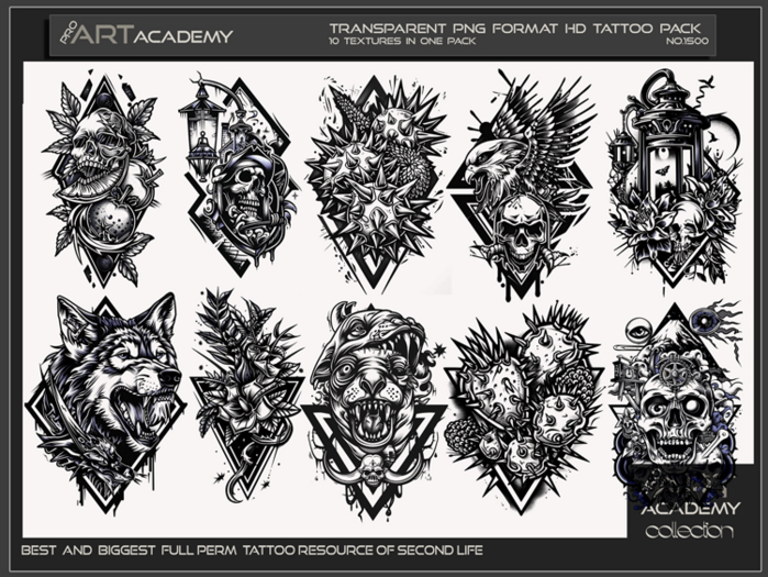 Second Life Marketplace - @PAA - Tattoo Texture Pack 1500