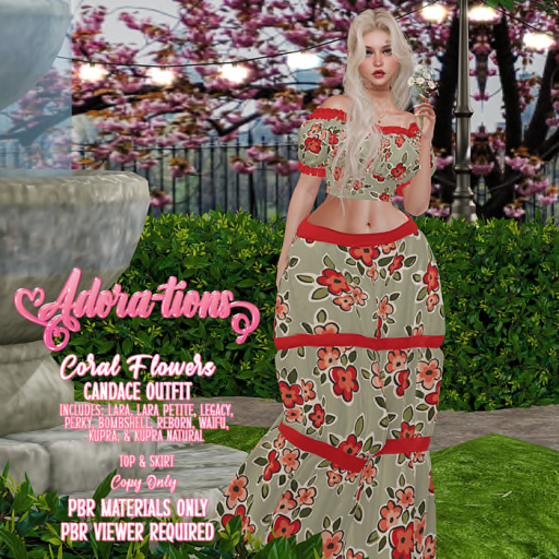 Second Life Marketplace - Adora-tions - Coral Flowers Candace Outfit