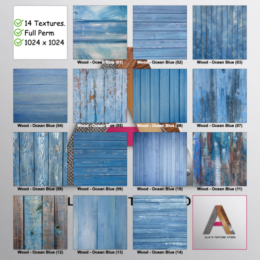 Second Life Marketplace - [ATS] Wood Textures - Ocean Blue - FULL PERM