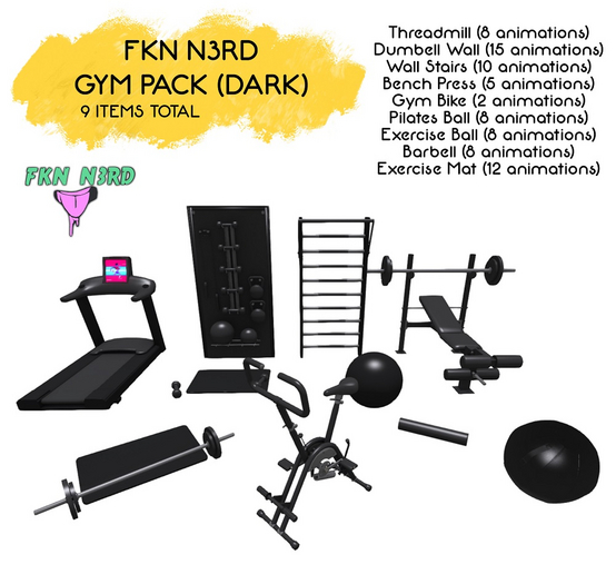 Second Life Marketplace - FKN N3RD - Gym Pack Dark