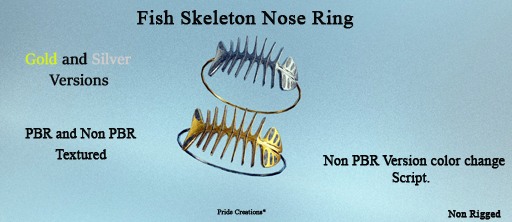Second Life Marketplace - Pride Creations Fish Nose Ring Pack.