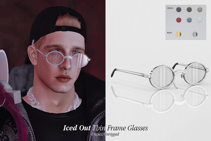 Second Life Marketplace - KLN SZN - Iced Out Thin Frame Glasses