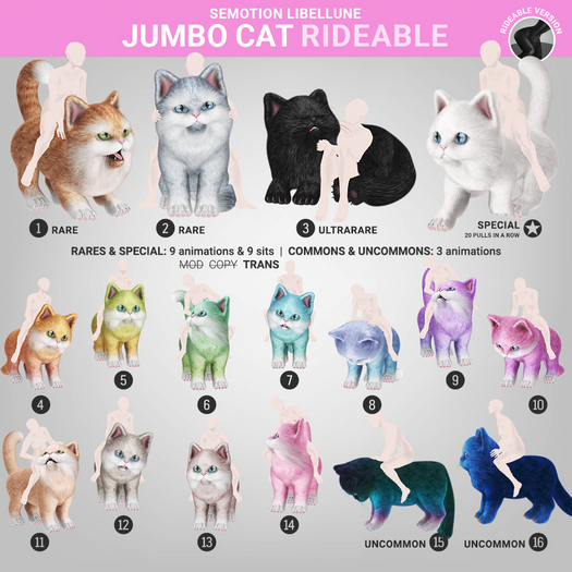 Second Life Marketplace - SEmotion Libellune Jumbo Cat Rideable ...