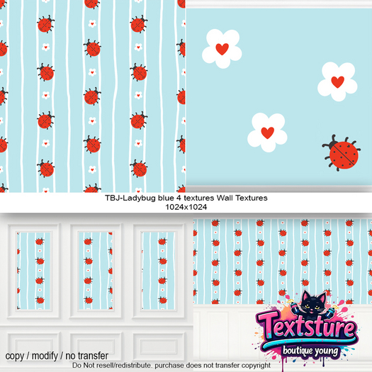 Second Life Marketplace - TBJ-Ladybug blue 4 textures Wall Textures ...
