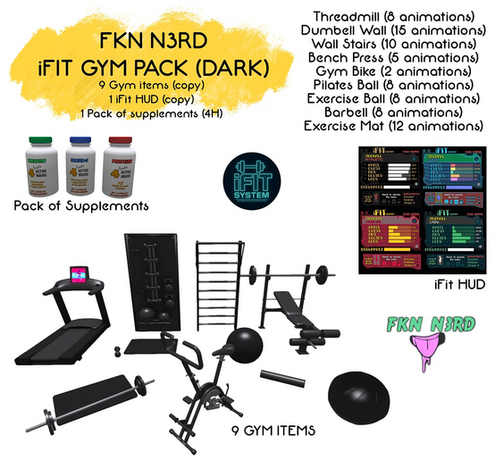 Second Life Marketplace - FKN N3RD - iFit Gym Pack Dark