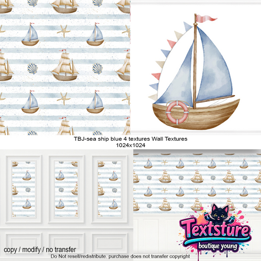 Second Life Marketplace - TBJ-sea ship blue 4 textures Wall Textures ...
