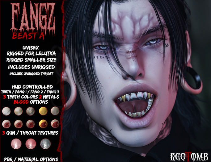 Second Life Marketplace - -egotomb- Fangz - Beast A / PBR / Rigged ...