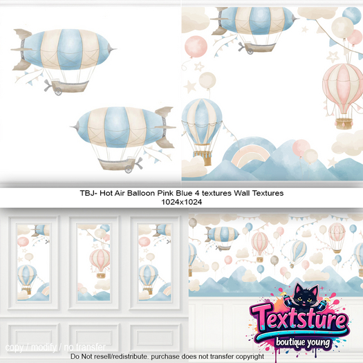 Second Life Marketplace - TBJ- Hot Air Balloon Pink Blue 4 textures ...