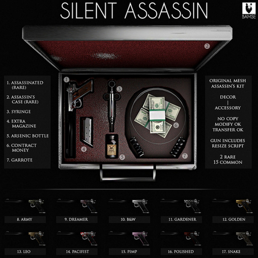 Second Life Marketplace - 12. :BAMSE: Silent Assassin (GUN) - Golden