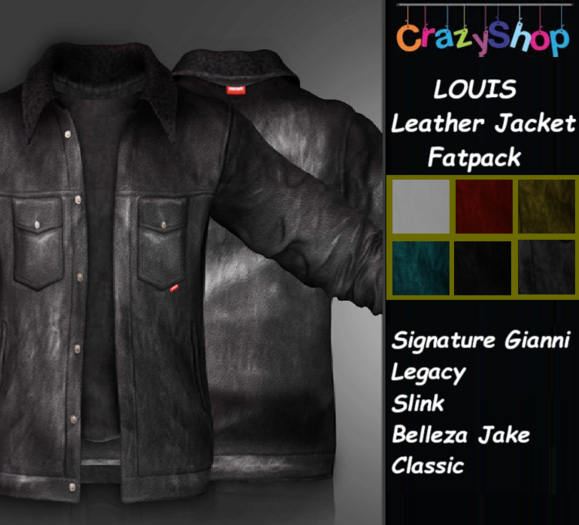 Second Life Marketplace - Crazy Louis Leather Jacket Fatpack
