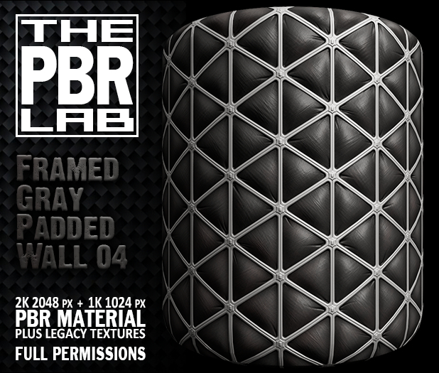 Second Life Marketplace - The PBR Lab - Framed Gray Padded Wall 04