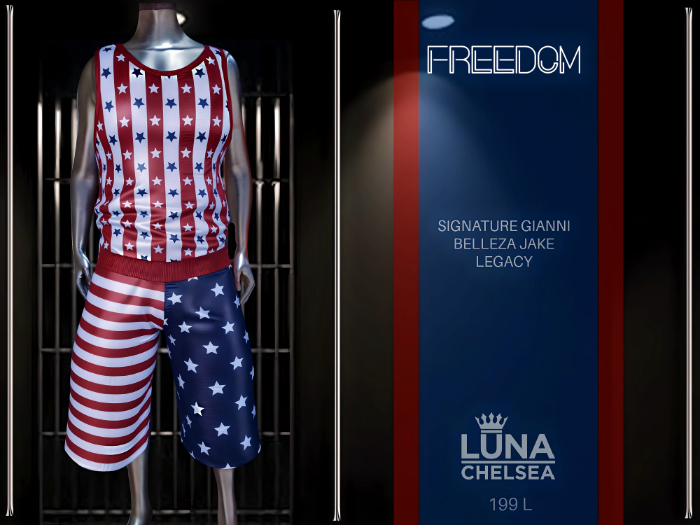 Second Life Marketplace - Freedom, USA , Mens Boxer shorts and Tank top,