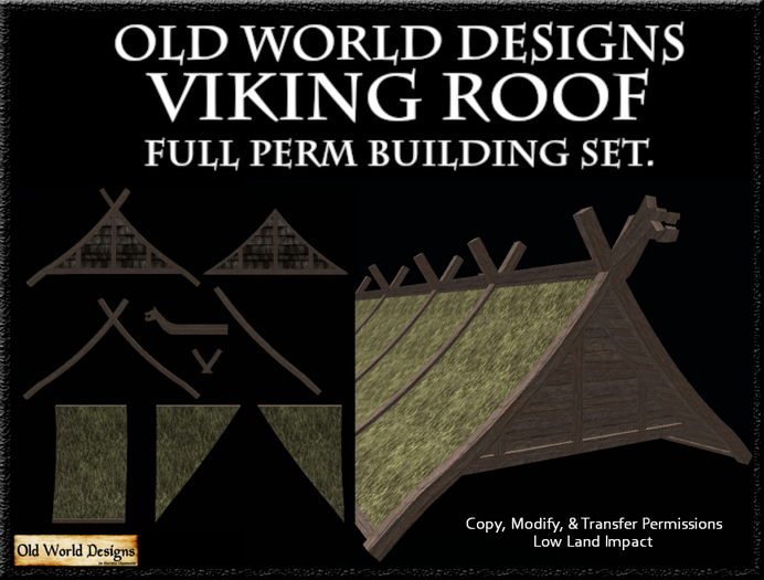 Second Life Marketplace - Old World Designs Viking Roof Set Full Perm ...