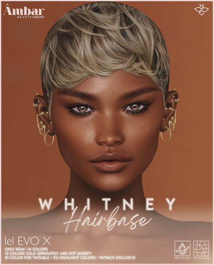 Second Life Marketplace - AMBAR BEAUTY - WHITNEY HAIRBASE - FATPACK