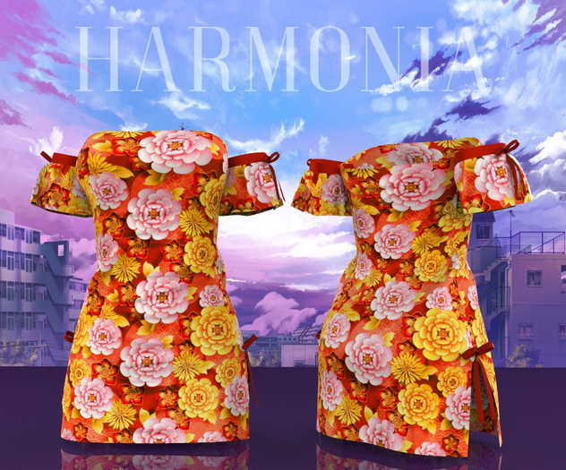 Second Life Marketplace - Orange Bloom Anime Ribbon Dress Legacy