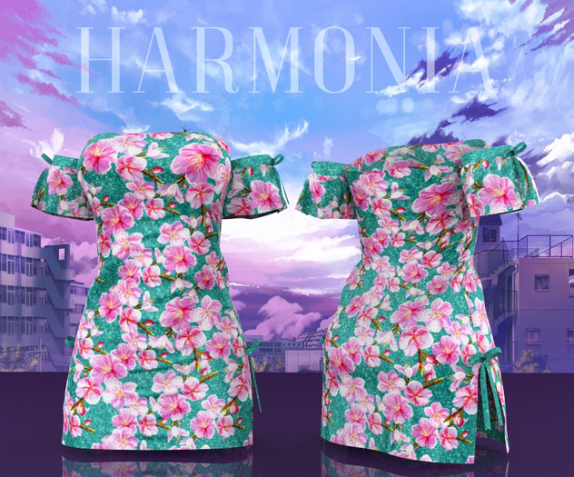 Second Life Marketplace - Teal Sakura Anime Ribbon Dress Reborn