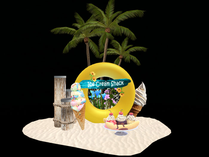 Second Life Marketplace - MC Beach Floater Ice Cream Sign Deco