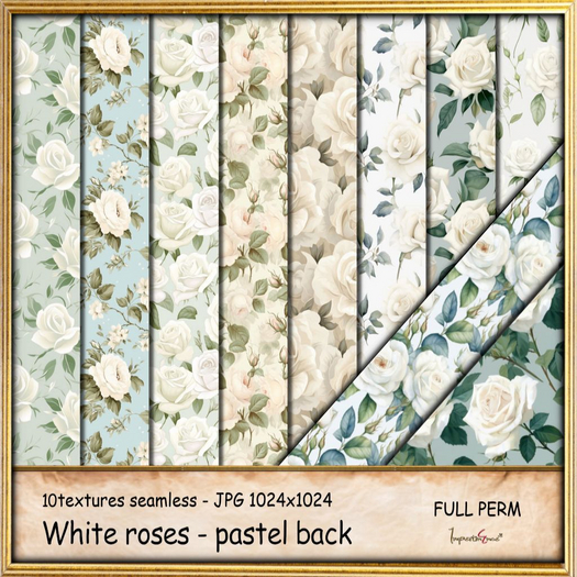 Second Life Marketplace - white roses - pastel back textures full perm