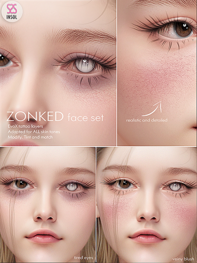 Second Life Marketplace - Insol: Zonked face set [EvoX BOM]