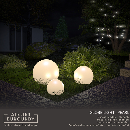 Second Life Marketplace - Atelier Burgundy . Globe Light Pearl *ADD*