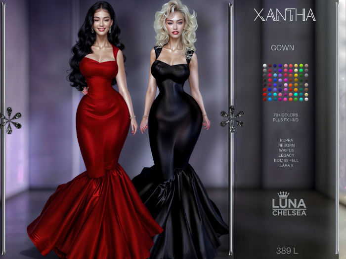 Second Life Marketplace - ️- , Xantha Formal Mermaid Satin Gown