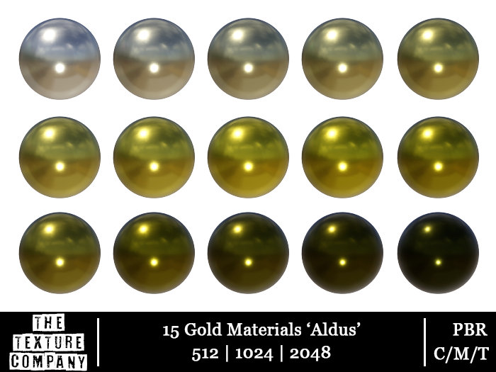 Second Life Marketplace - The Texture Company - 15 PBR Gold Materials Aldus