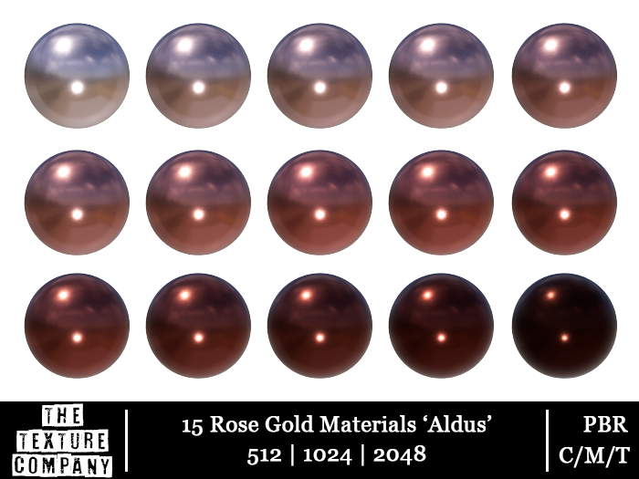 Second Life Marketplace - The Texture Company - 15 PBR Rose Gold ...