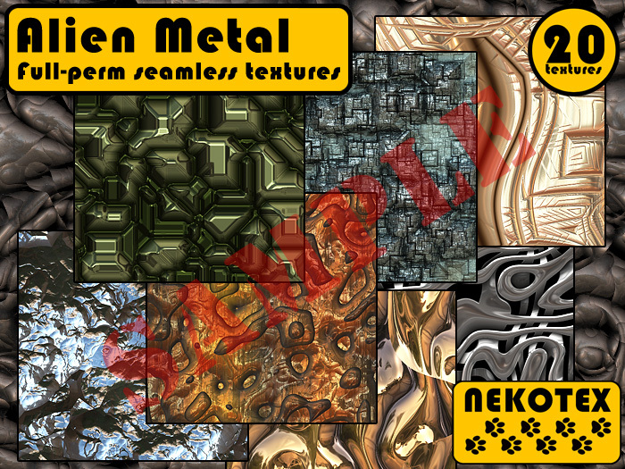 Second Life Marketplace - Alien Metal Textures - 20 Full Perm repeating textures of alien style ...