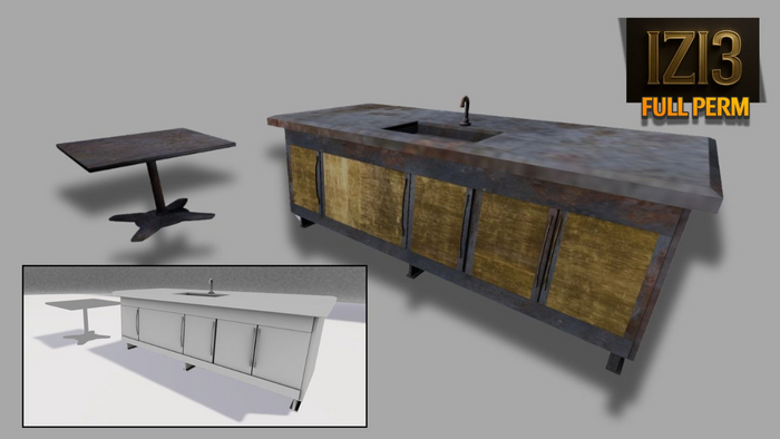 Second Life Marketplace - Mesh Kitchen Bar & Table - Full Perm