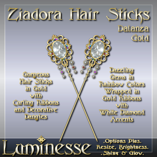 Second Life Marketplace - ZIADORA Dalanza Hair Sticks OP - Rainbow ...