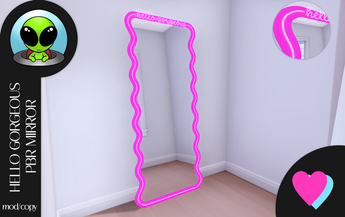 Second Life Marketplace - Gnarly. - Hello Gorgeous Mirror - Pink w ...