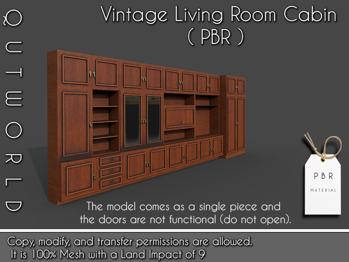 Second Life Marketplace - .::QUTWORLDT .::Vintage Living Room Cabin_PBR ...