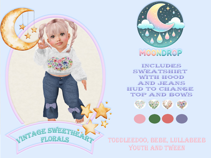 Second Life Marketplace - Moondrop~Vintage Sweetheart Set Flowers ADD ME