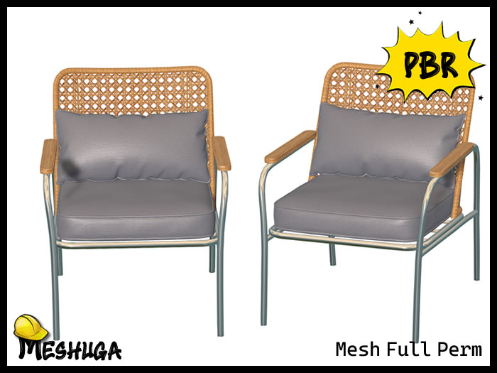Second Life Marketplace - Meshuga PBR Garden Furniture - Rattan Chair ...