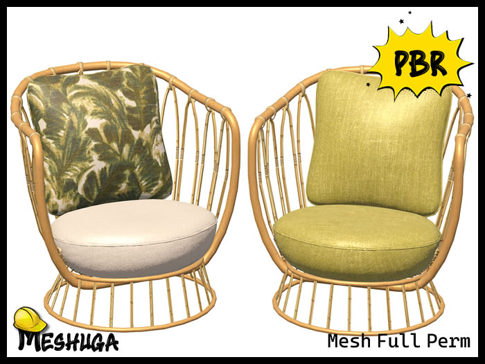 Second Life Marketplace - Meshuga PBR Garden Rattan Chair FULL PERM MESH
