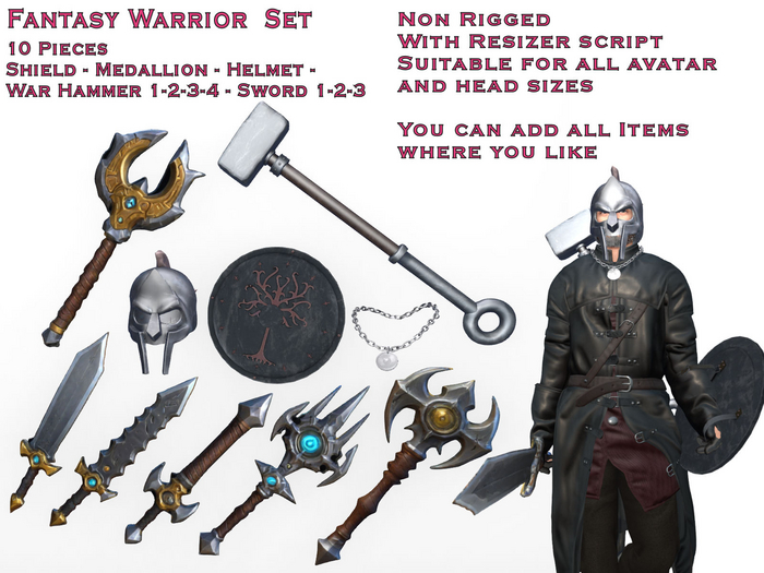 Second Life Marketplace - Fantasy Warrior Set (10 Pieces)