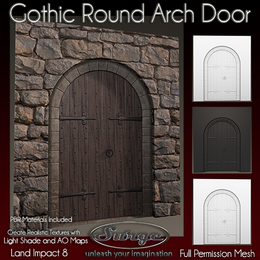 Second Life Marketplace - Gothic Round Arch Door - Original Full ...